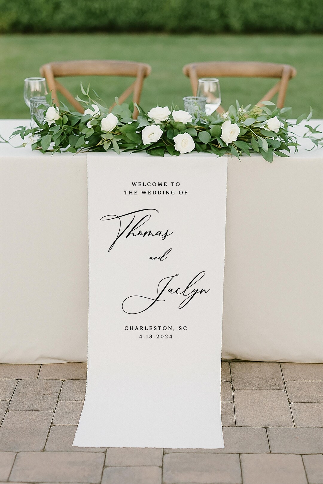 Linen Wedding Sign, Custom Fabric Welcome Banner, Modern Wedding Decor ...