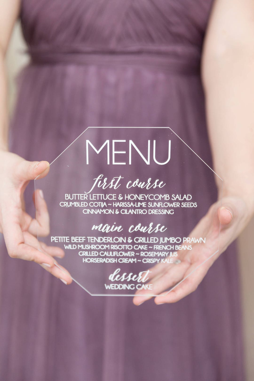 SAMPLE - Acrylic Menu, Acrylic Wedding Menus, Lucite Wedding, Wedding ...