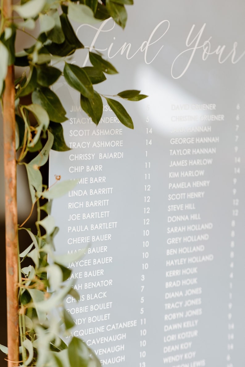 Wedding Seating Chart Sign Acrylic Escort Boards Seating - Etsy
