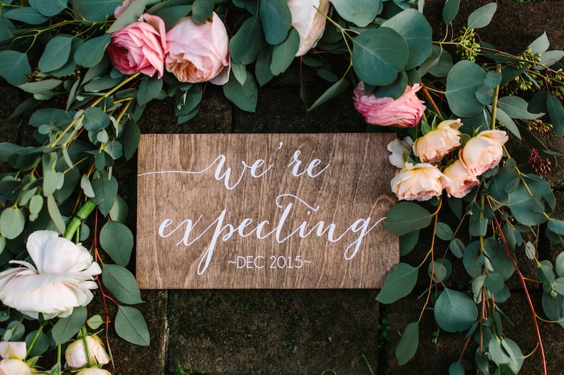We're Expecting Sign Pregnancy Announcement Baby Announcement Wood ...