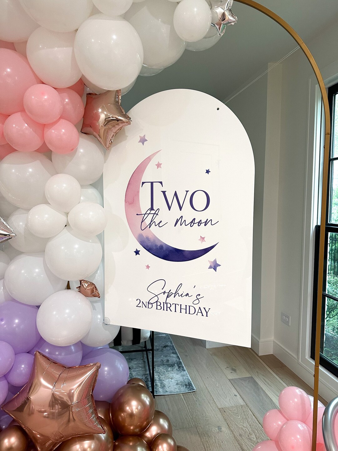 Acrylic Birthday Sign, Two Year Old Birthday Sign, Two the Moon, Modern ...