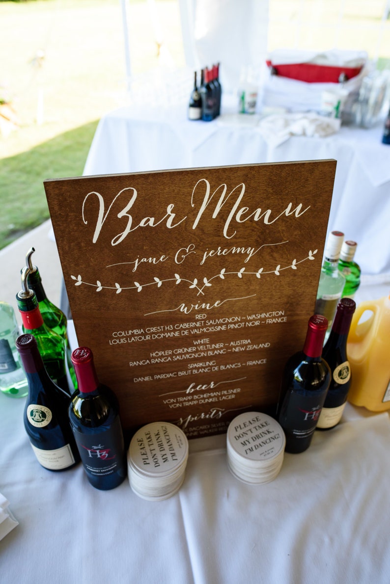 Bar Menu Sign Wedding Bar Menu Wedding Menu Sign Bar Menu - Etsy
