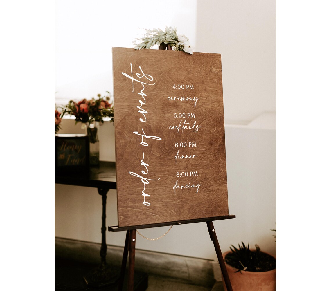 Wedding Schedule Sign, Wood Wedding Timeline Sign, Wedding Order of ...
