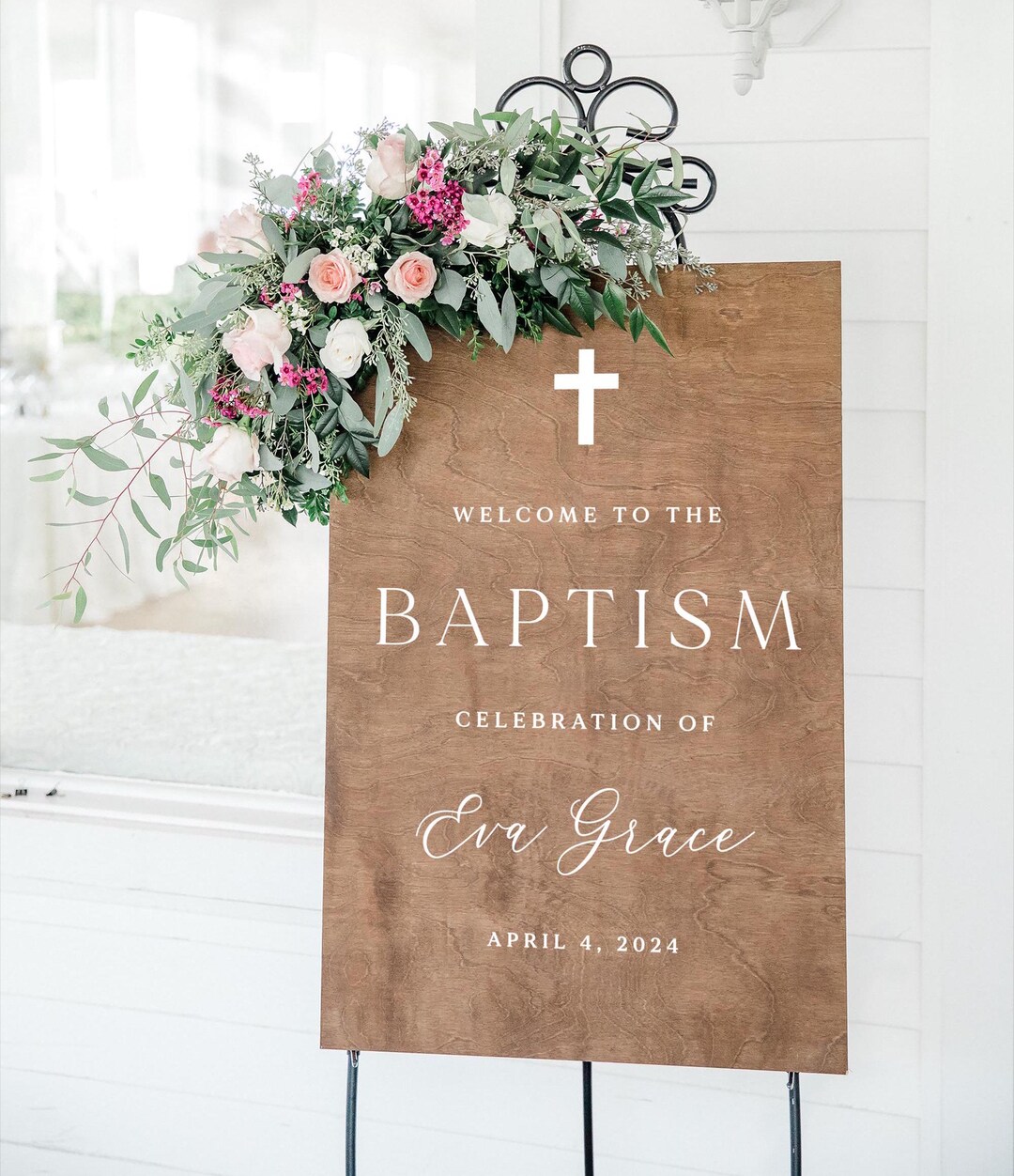 Baptism Sign, Wood Baptism Sign, Baptism Signs, Christening Sign Decor ...