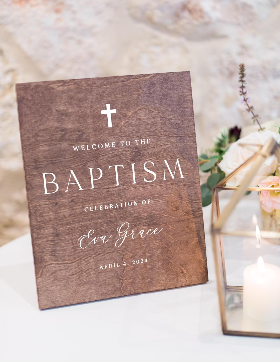 Baptism Sign, Wood Baptism Sign, Baptism Signs, Christening Sign Decor ...
