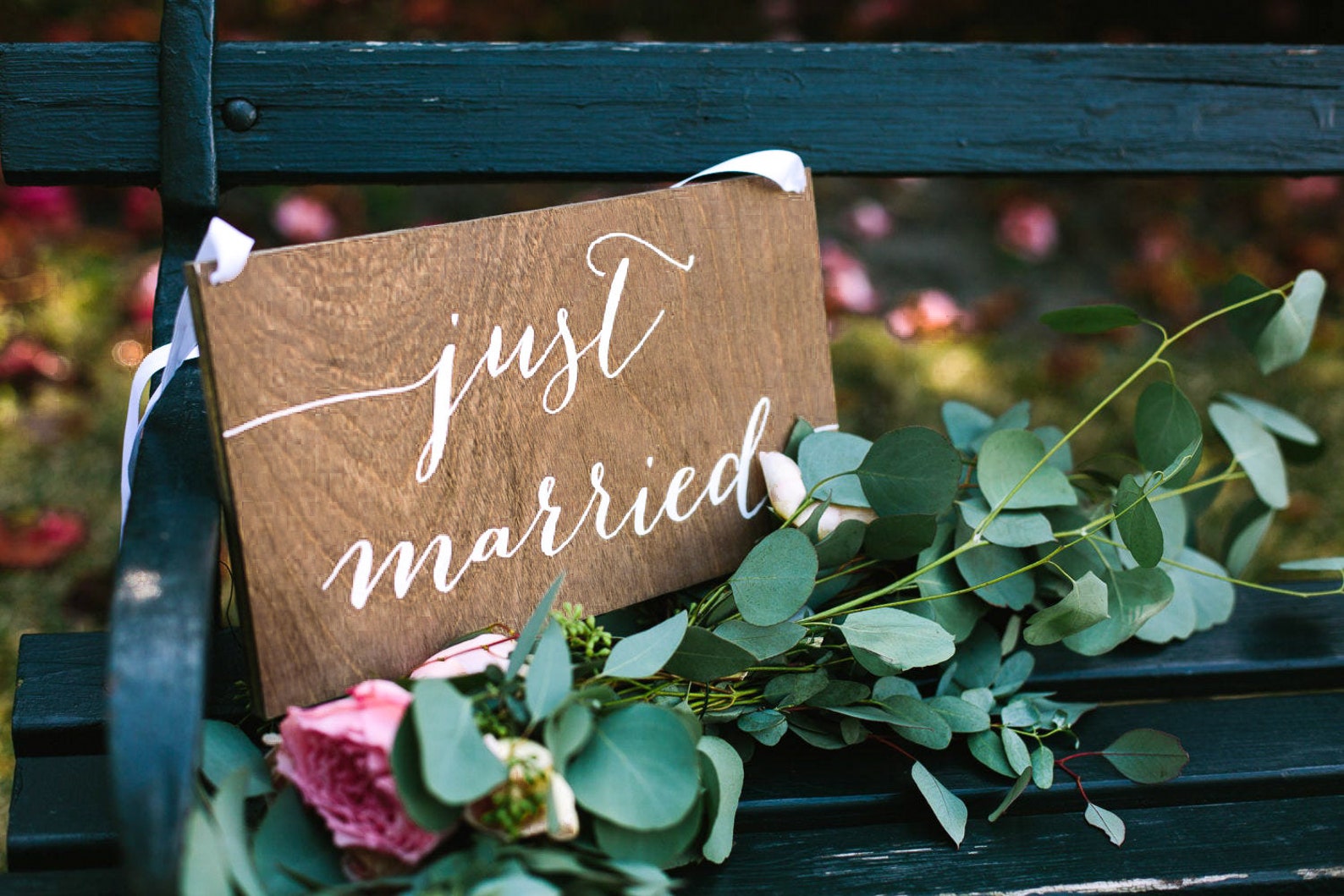 Just Married Sign, Wood Just Married Sign, Hanging Just Married Sign ...