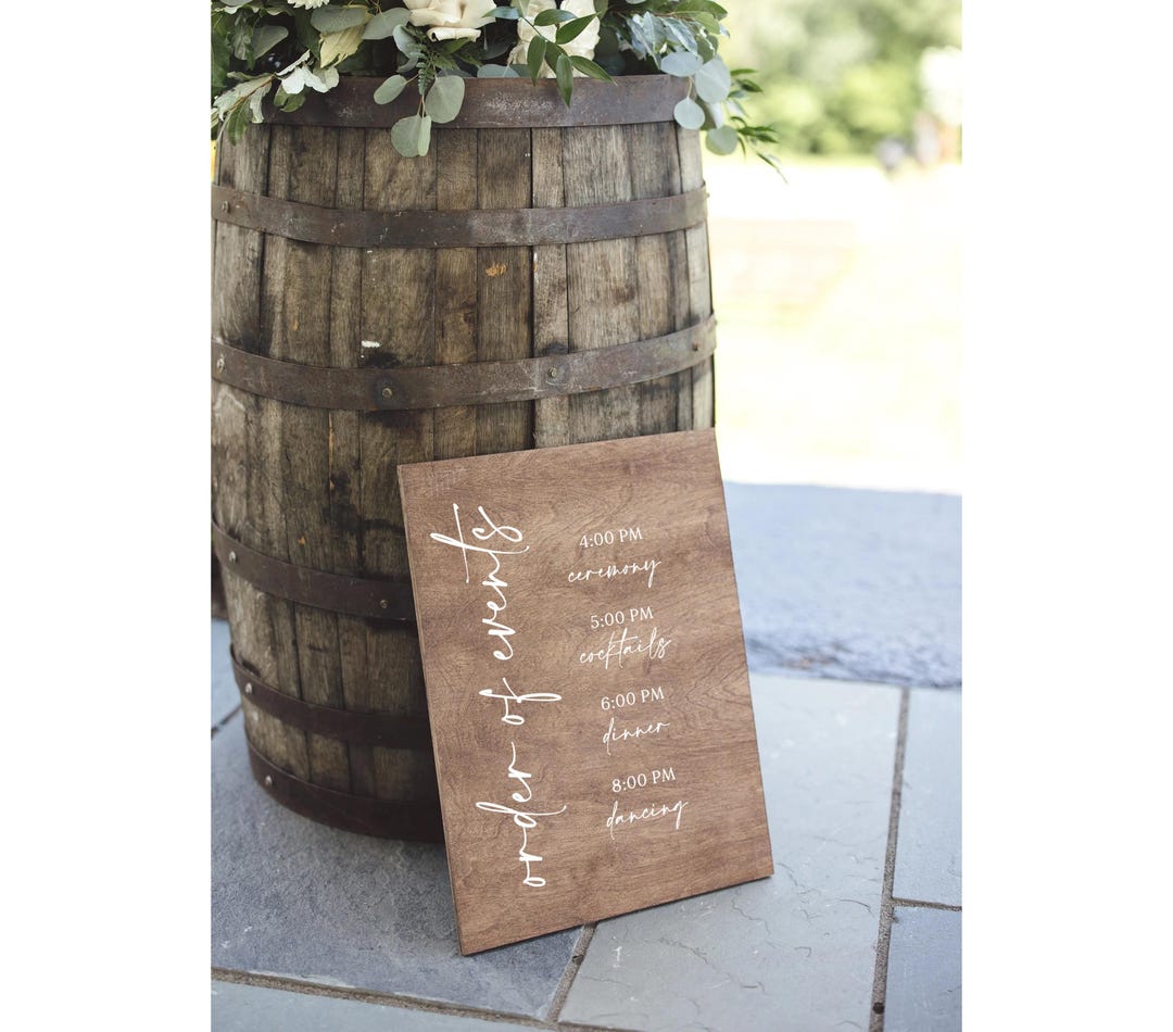 Wedding Schedule Sign, Wood Wedding Timeline Sign, Wedding Events Sign ...