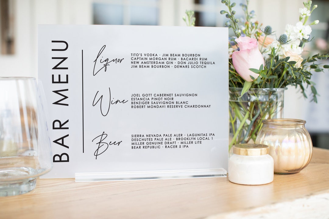 Bar Menu Sign, Wedding Bar Menu, Wedding Menu Sign, Signature Drink ...