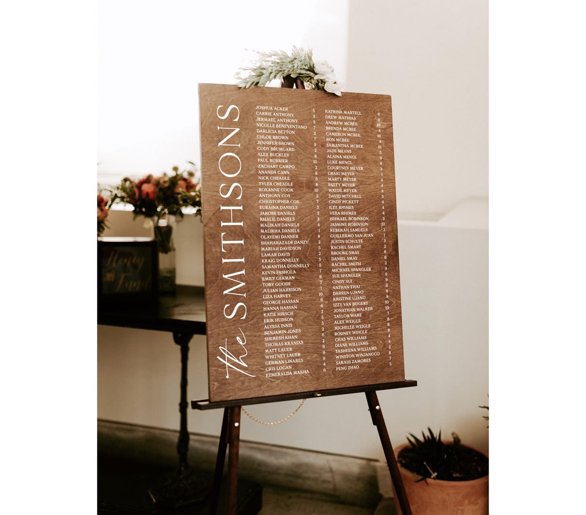 Seating Chart Sign, Table Seating Chart, Wood Wedding Sign, Wedding ...