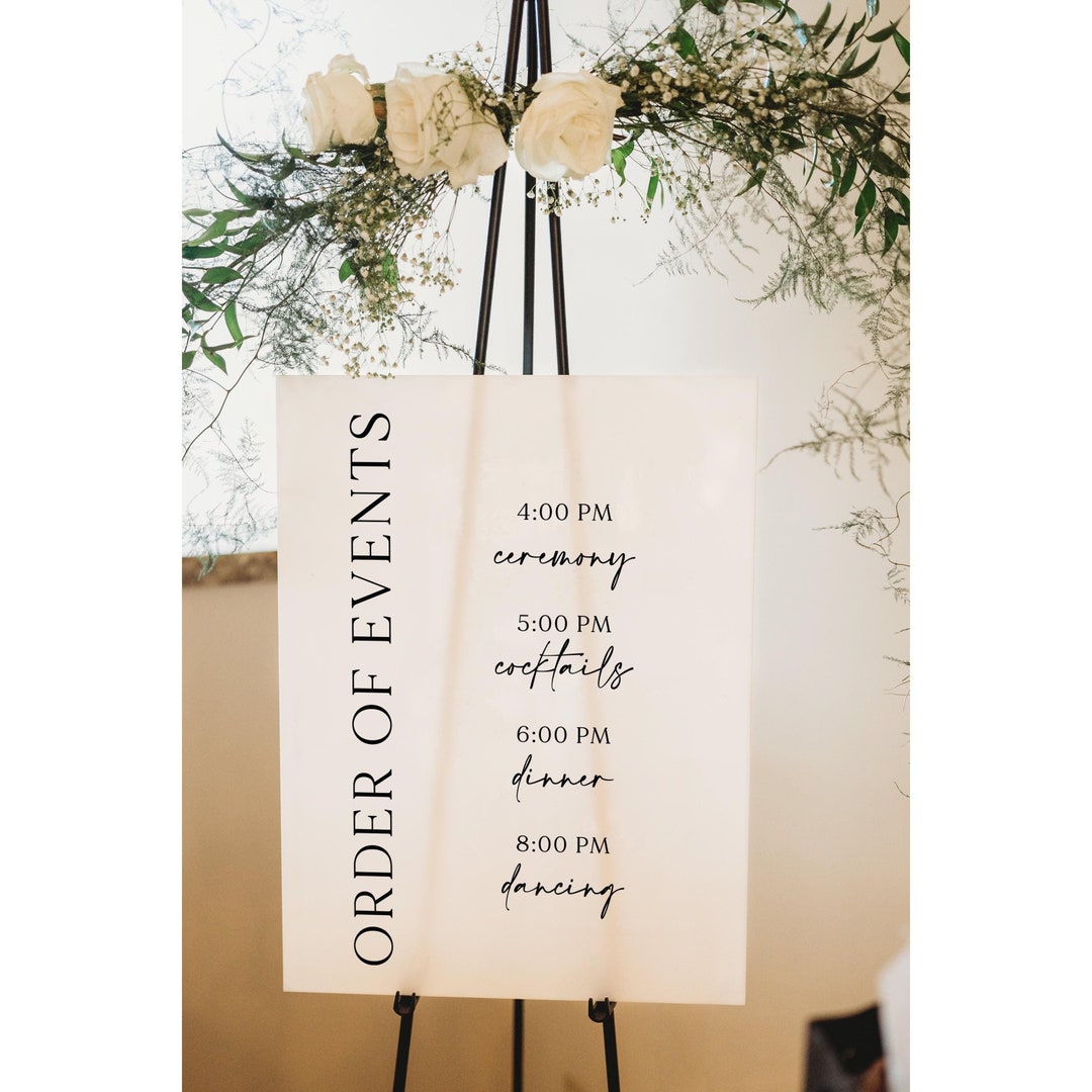 Wedding Schedule Sign, Acrylic Wedding Timeline Sign, Order of Events ...