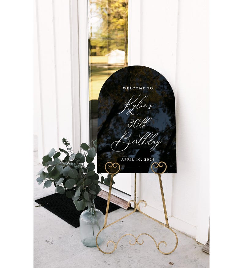 Arched Acrylic Birthday Welcome Sign, Modern Party Decor, Happy ...