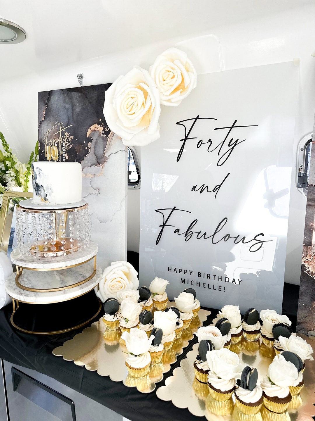 Acrylic Birthday Sign, Forty and Fabulous, 40th Birthday Decoration ...