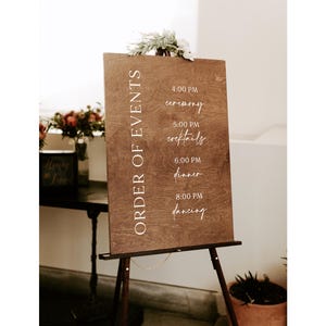 Wedding Schedule Sign, Wood Wedding Timeline Sign, Wedding Order of ...