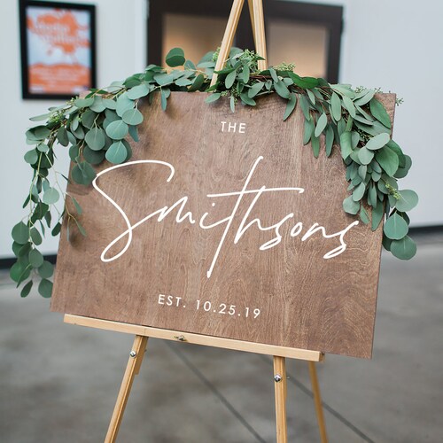 Wood Wedding Welcome Sign Rustic Wedding Sign Last Name - Etsy