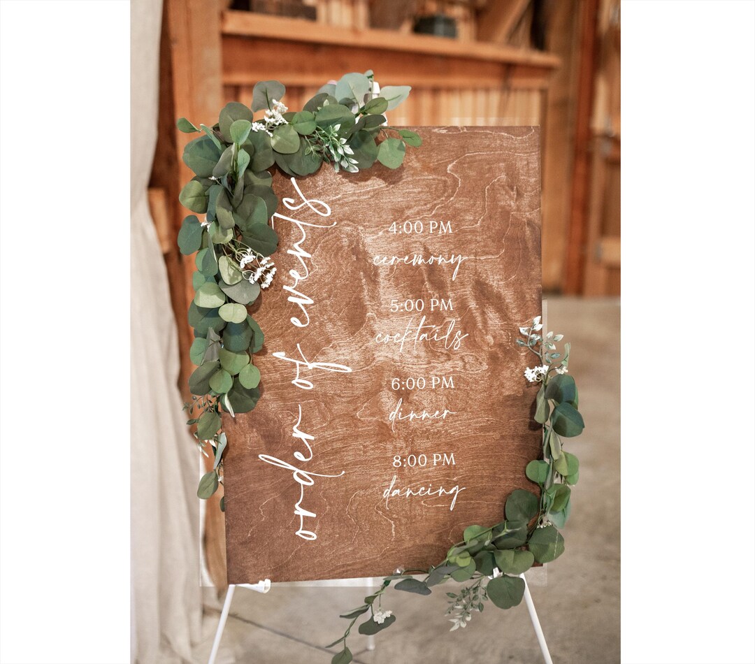 Wedding Schedule Sign, Wood Wedding Timeline Sign, Wedding Events Sign ...