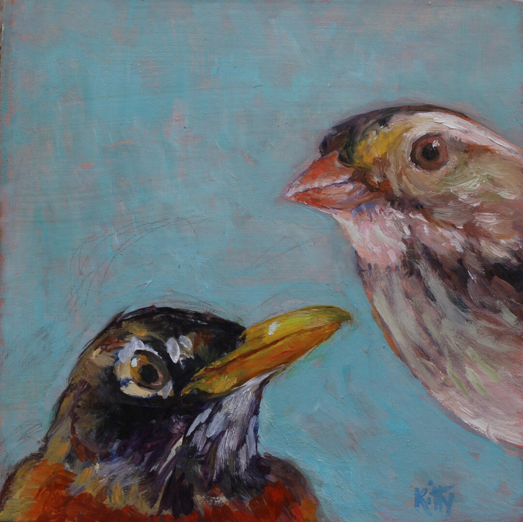Robin and Finch, Bird Art, Bird Painting - Etsy