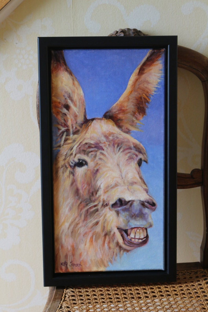 Homer the Donkey: Original Oil Painting, 20x10 Framed Canvas - Etsy