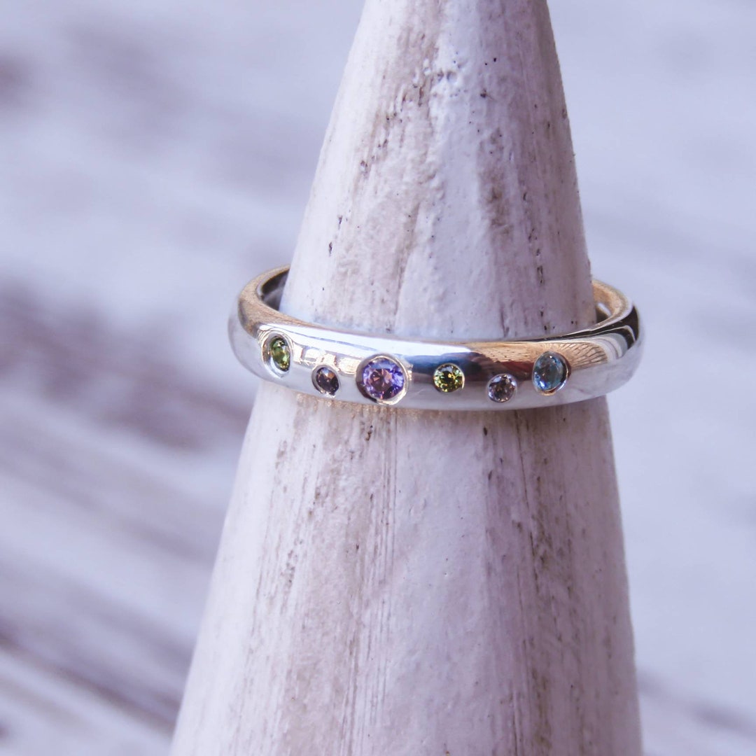 Silver Ring Colored Ring Confetti Ring Zirconia Ring - Etsy