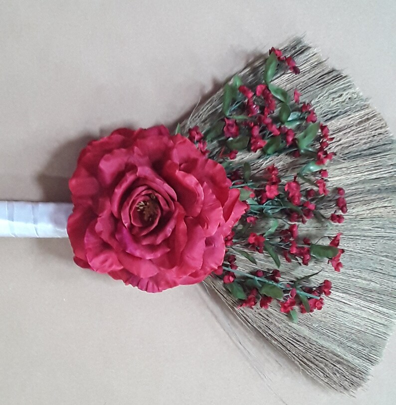 Red Florals Wedding Broom, Jumping Broom, African American Wedding ...