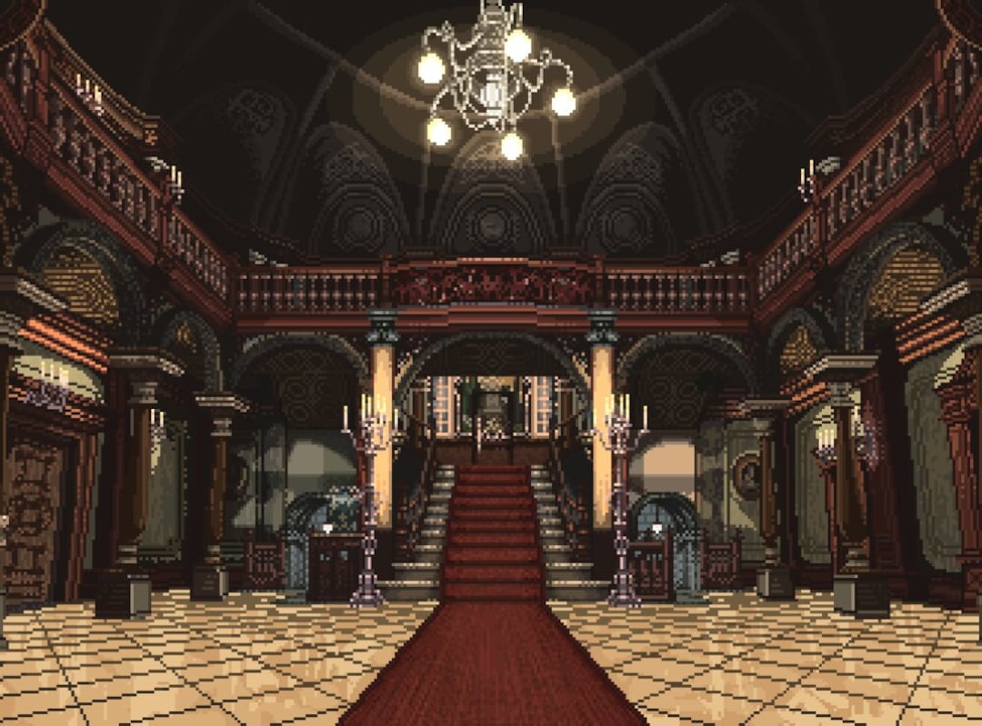 Spencer Mansion Hall RE 1 Pixel Art Print | Enhanced Matte Paper Poster ...