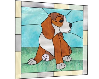 Stained Glass Pattern Beagle digital Download PDF DIY Suncatcher ...