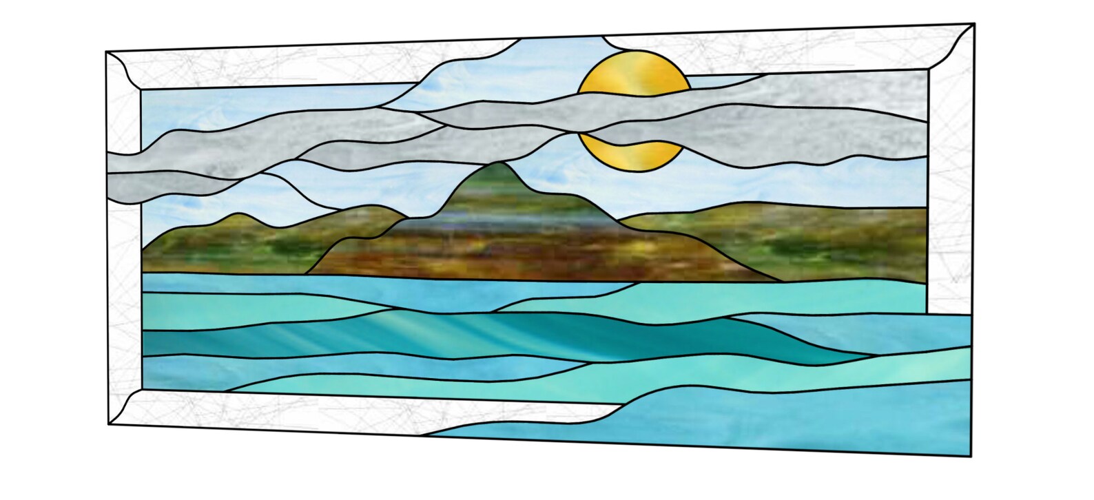 Landscape Stained Glass Pattern | Etsy