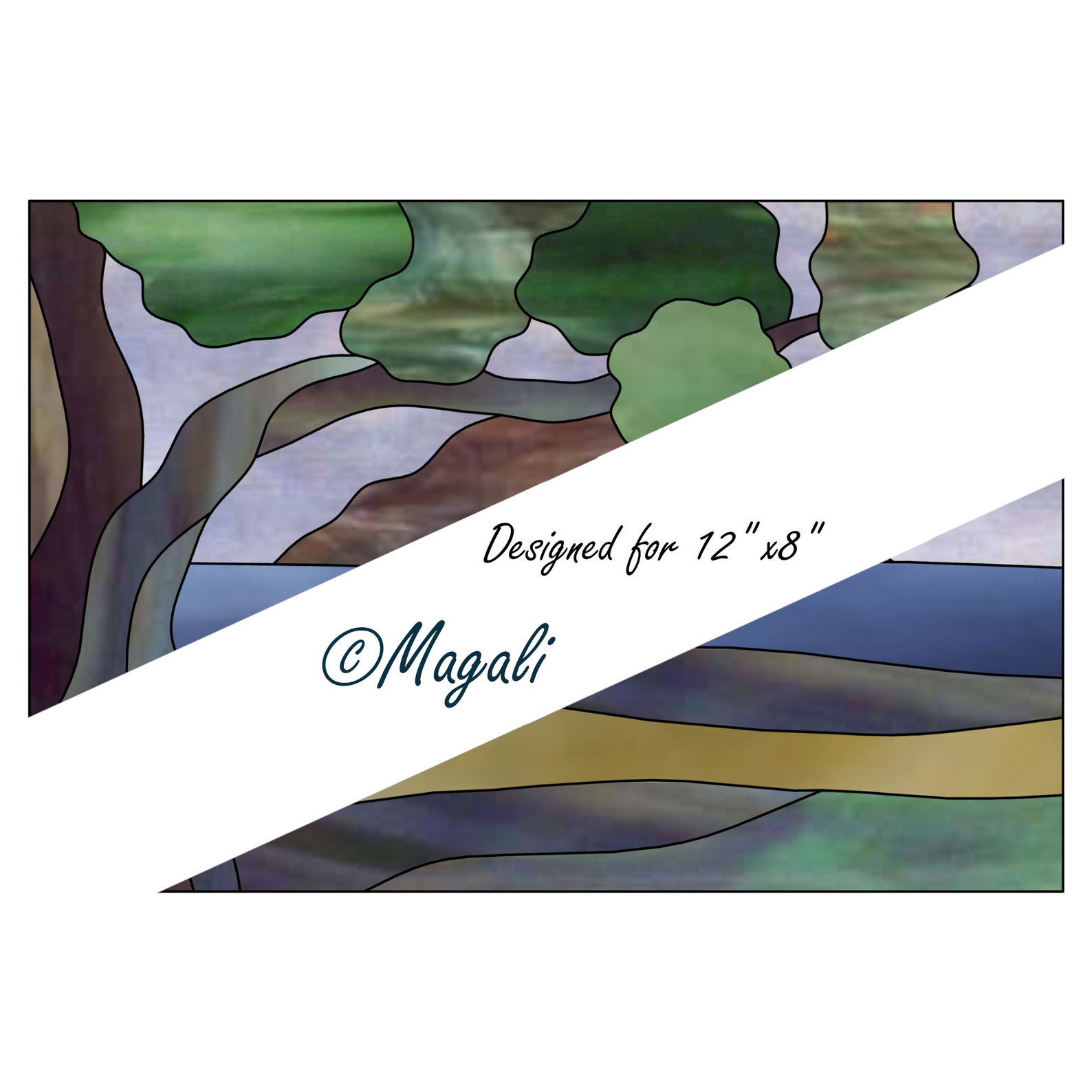 Landscape Stained Glass Pattern | Etsy