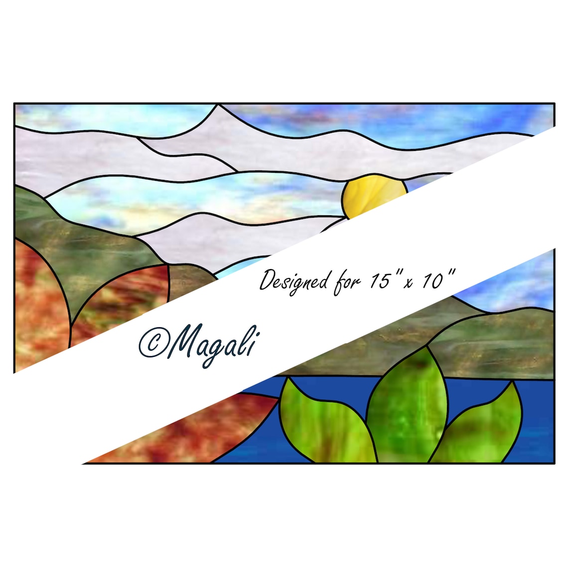 Landscape Stained Glass Pattern - Etsy