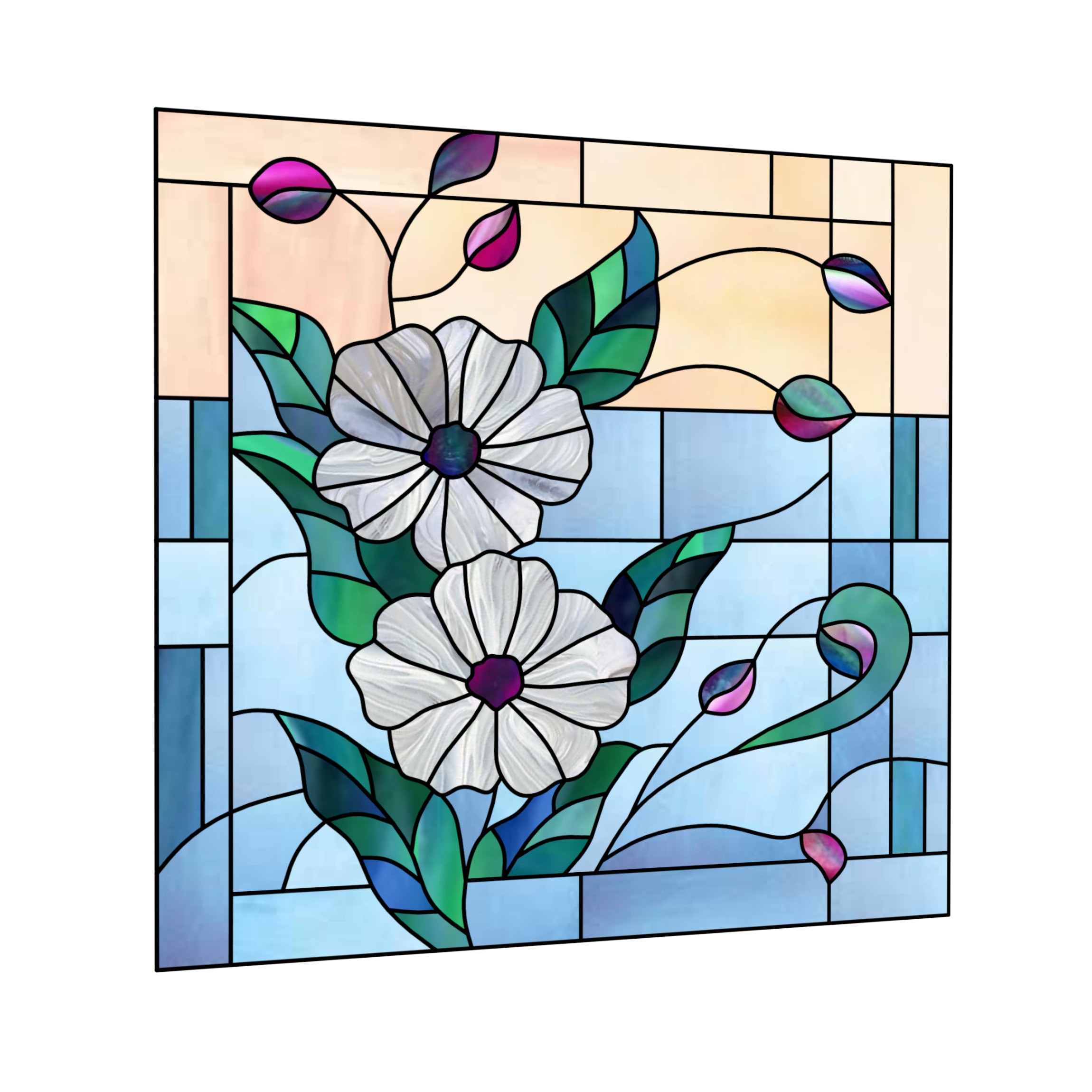 Flowers Stained Glass Pattern - Etsy