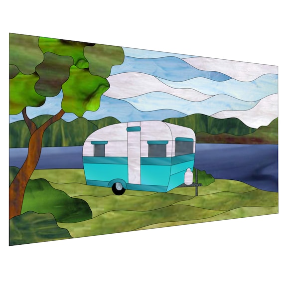 Happy Camper Stained Glass Pattern - Etsy