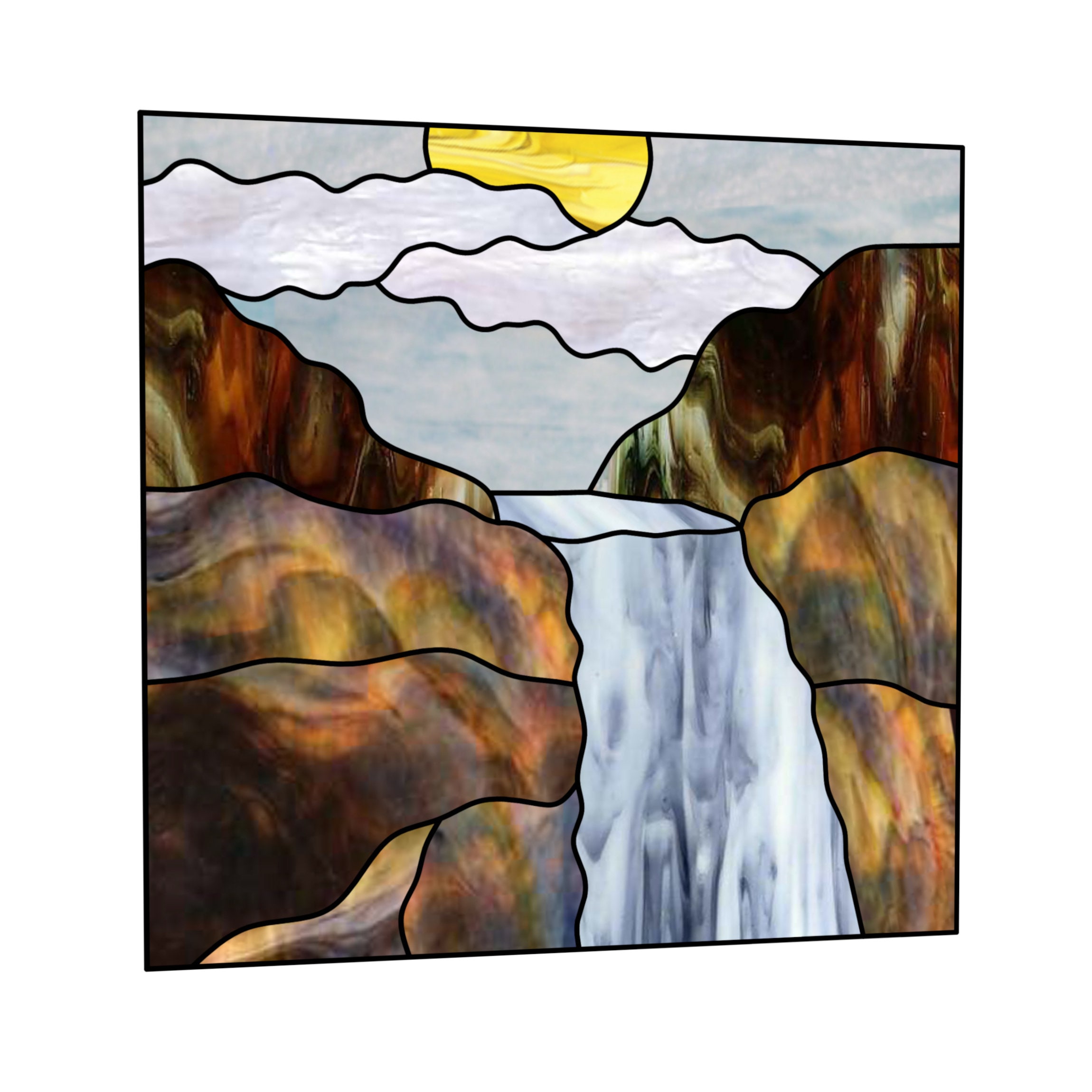 Waterfall Stained Glass Pattern - Etsy