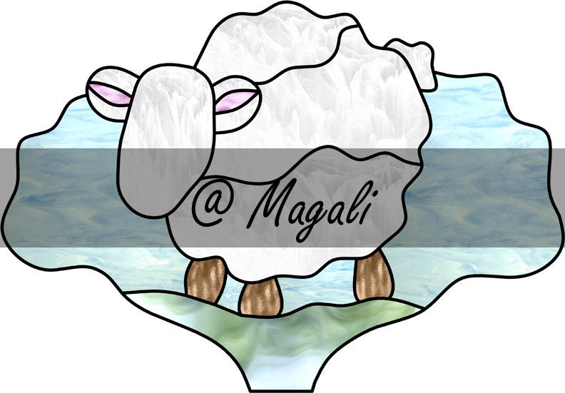 Sheep Fan Lamp Stained Glass Pattern | Etsy