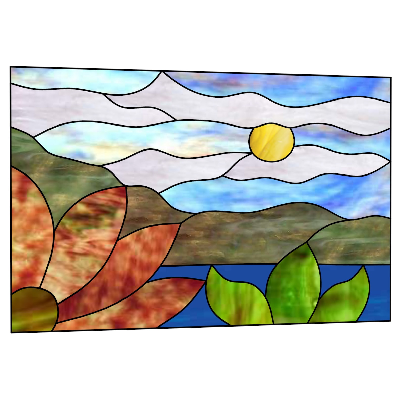 Landscape Stained Glass Pattern - Etsy
