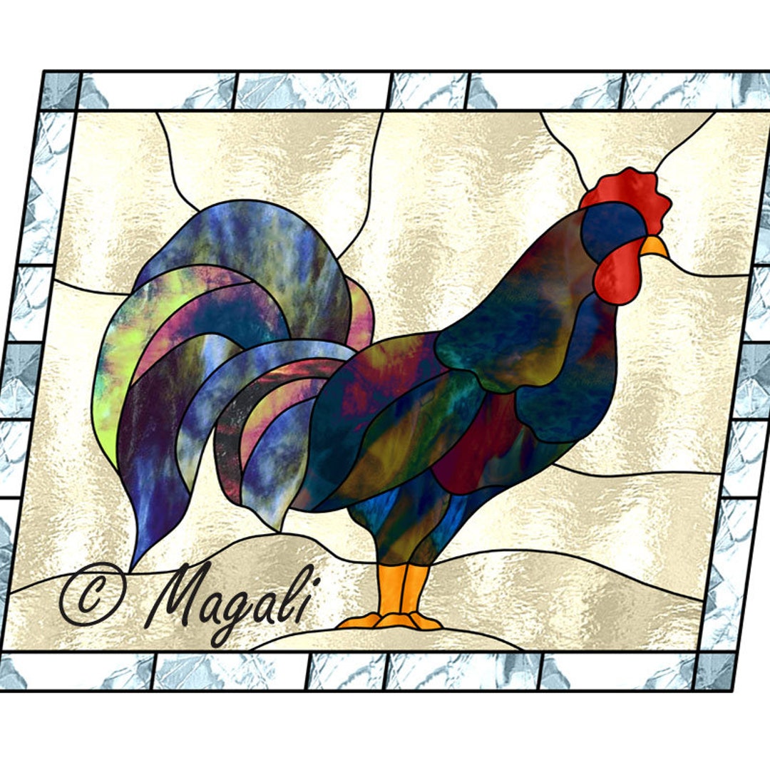 Stained Glass Pattern Rooster - Etsy