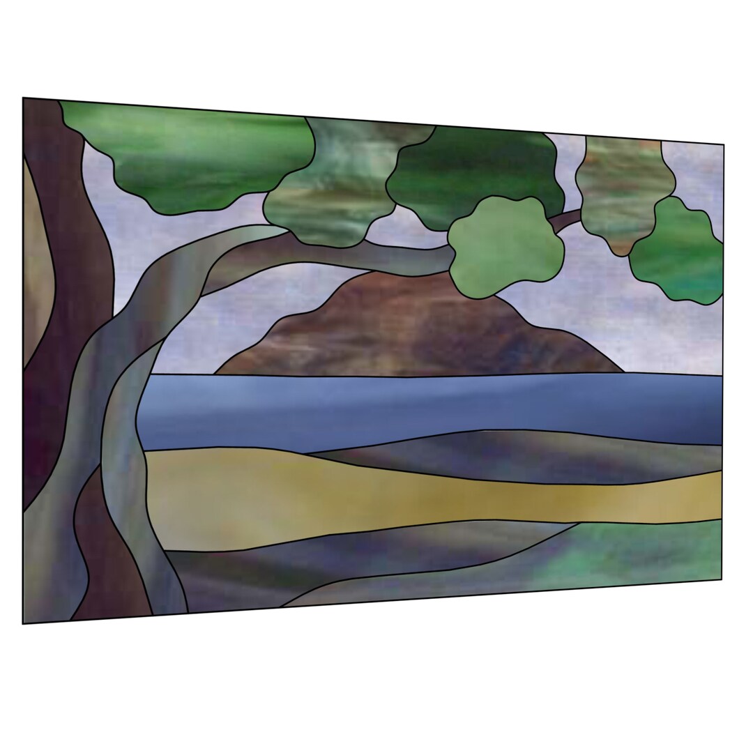 Landscape Stained Glass Pattern - Etsy