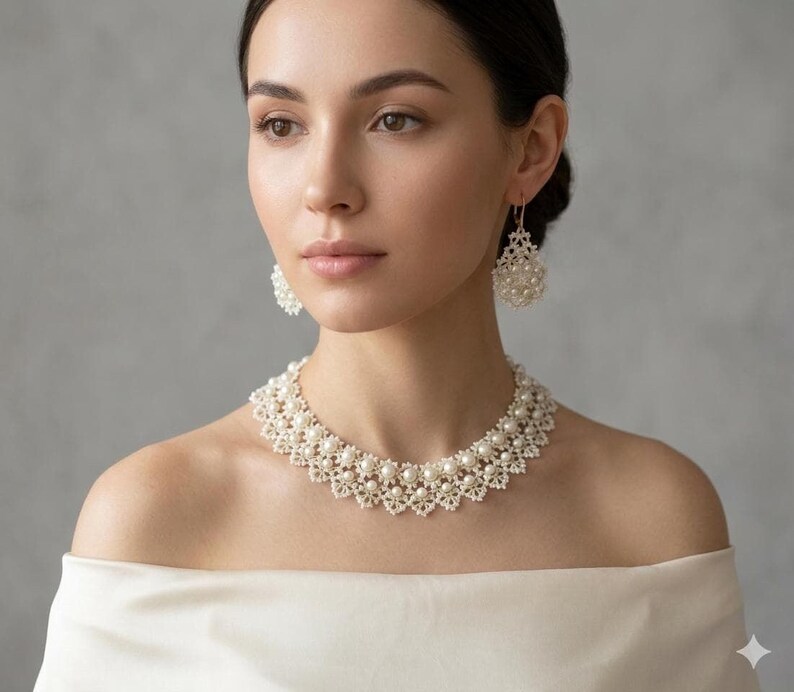 Elegant Tatting Jewelry Pattern: Necklace, Bracelet & Earrings Tutorial ...