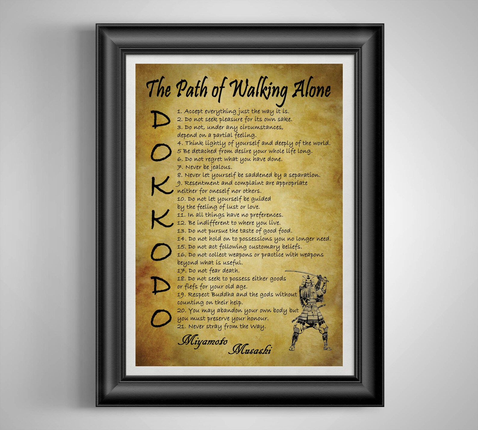 Dokkodo Samurai Art Samurai Poster Samurai Wall Art Japanese Decoration ...