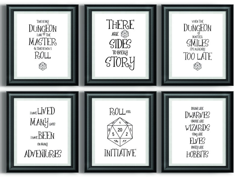 Dungeons and Dragons Art Dnd Quotes Set of 6 Wall Art D&D Gift - Etsy