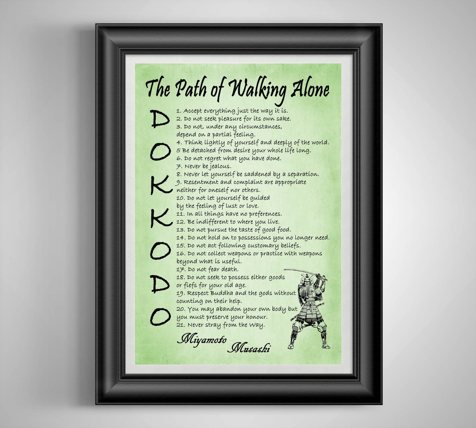 Dokkodo Samurai Art Samurai Poster Samurai Wall Art Japanese Decoration ...