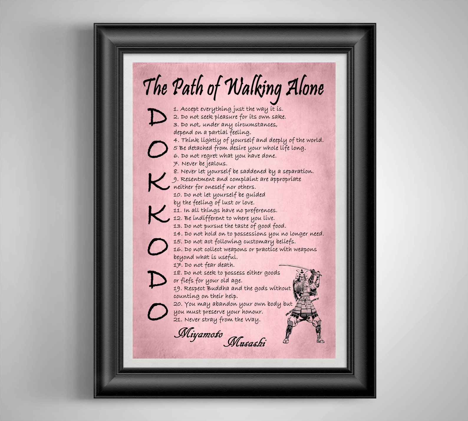 Dokkodo Samurai Art Samurai Poster Samurai Wall Art Japanese Decoration ...