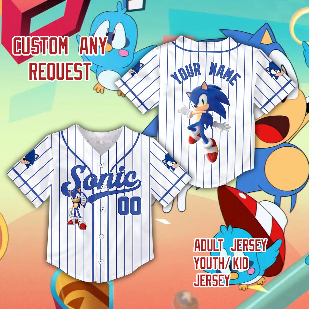 Custom Sonic the Hedgehogg Baseball Jersey Personalized Sonic Shirt ...