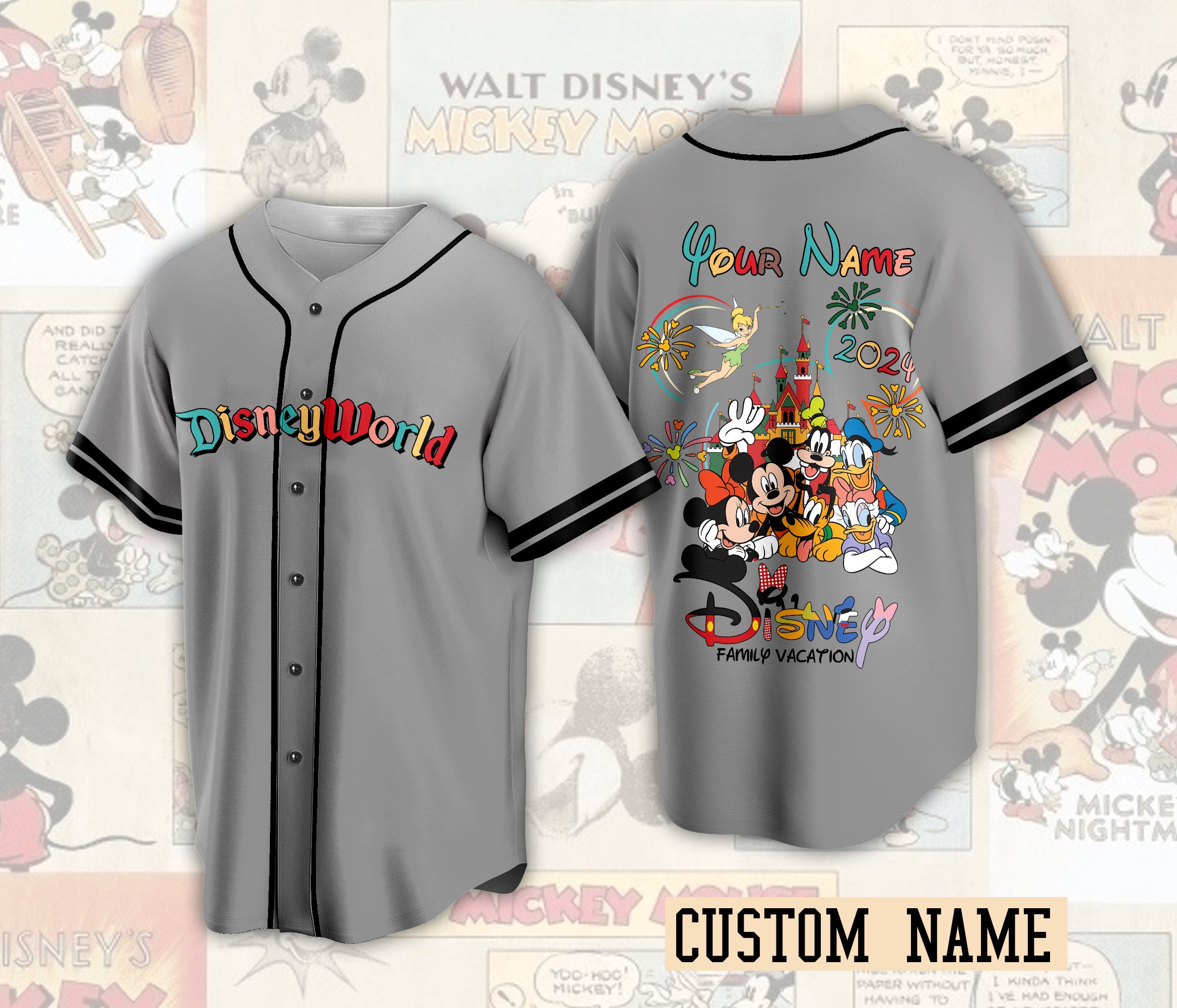 Custom Retro Disneyland Baseball Jersey Vacation Matching sold by ...
