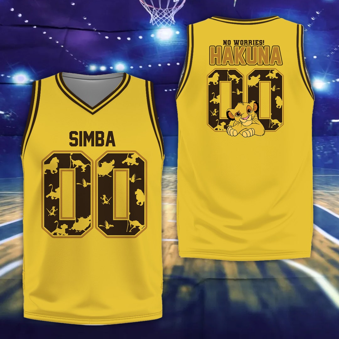 Custom Disneyy Hakuna Llion King Simba Game Day Basketball Jersey ...