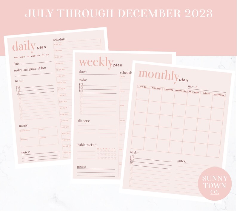 Printable Daily Weekly Monthly Planner Vertical Letter - Etsy