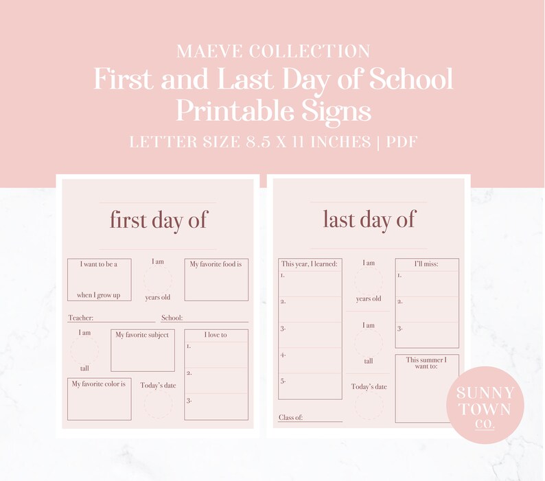 Printable First Day and Last Day of School Sign | Vertical Letter Size ...