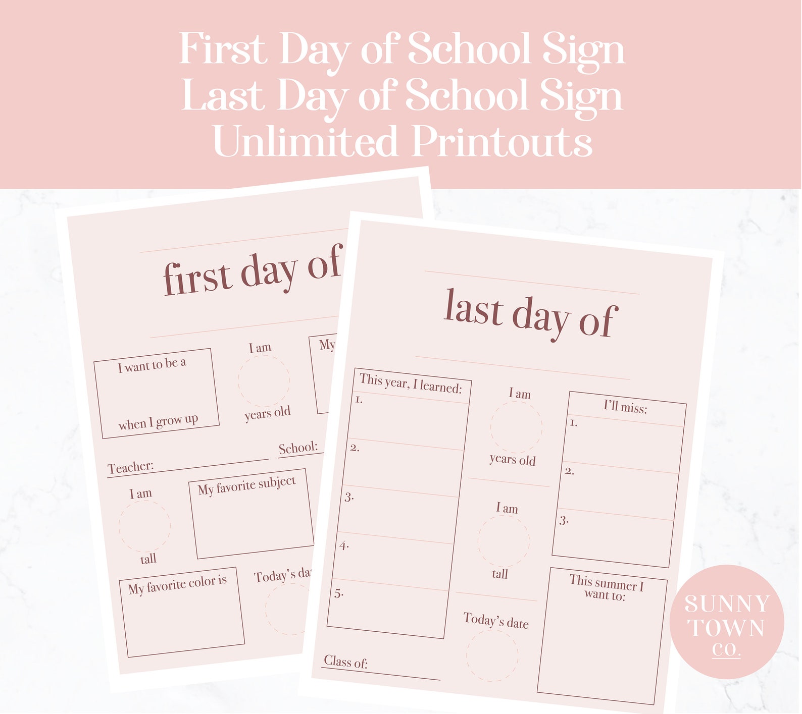 Printable First Day and Last Day of School Sign | Vertical Letter Size ...