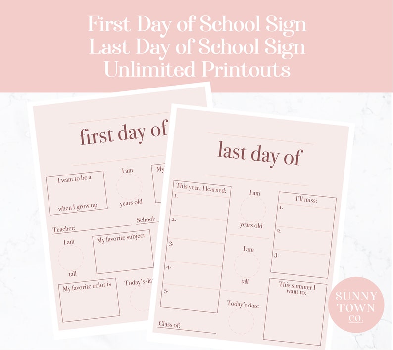 Printable First Day and Last Day of School Sign | Vertical Letter Size ...