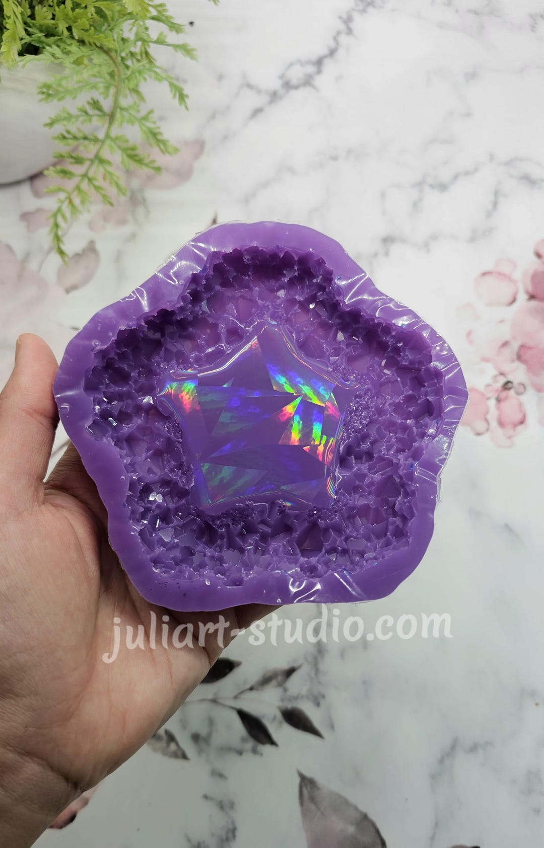 4.5 Inch HOLO Crystal Edge Flower Dish Silicone Mold for Resin Casting ...