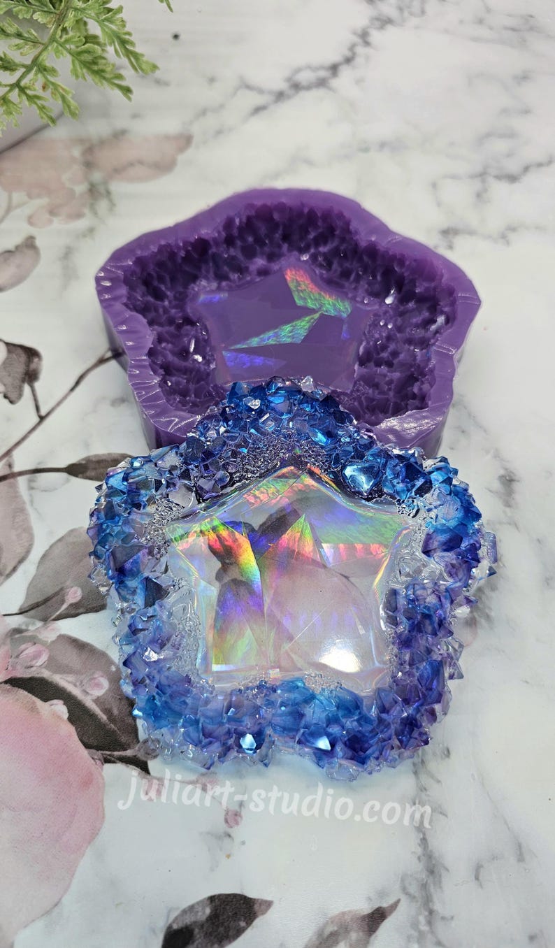 4.5 Inch HOLO Crystal Edge Flower Dish Silicone Mold for Resin Casting ...