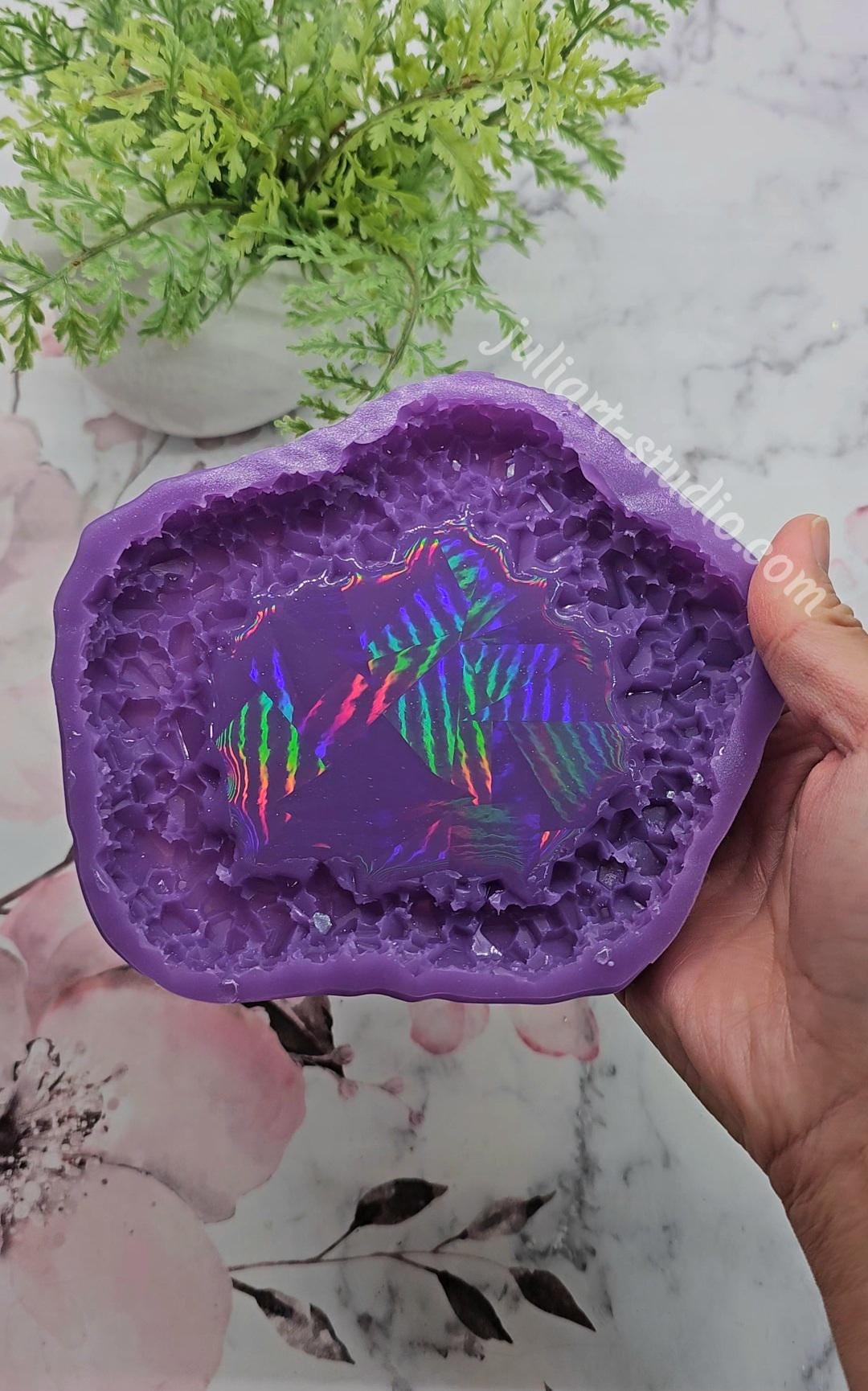 5.5 Inch HOLO Crystal Edge Agate Dish Silicone Mold for Resin Casting ...